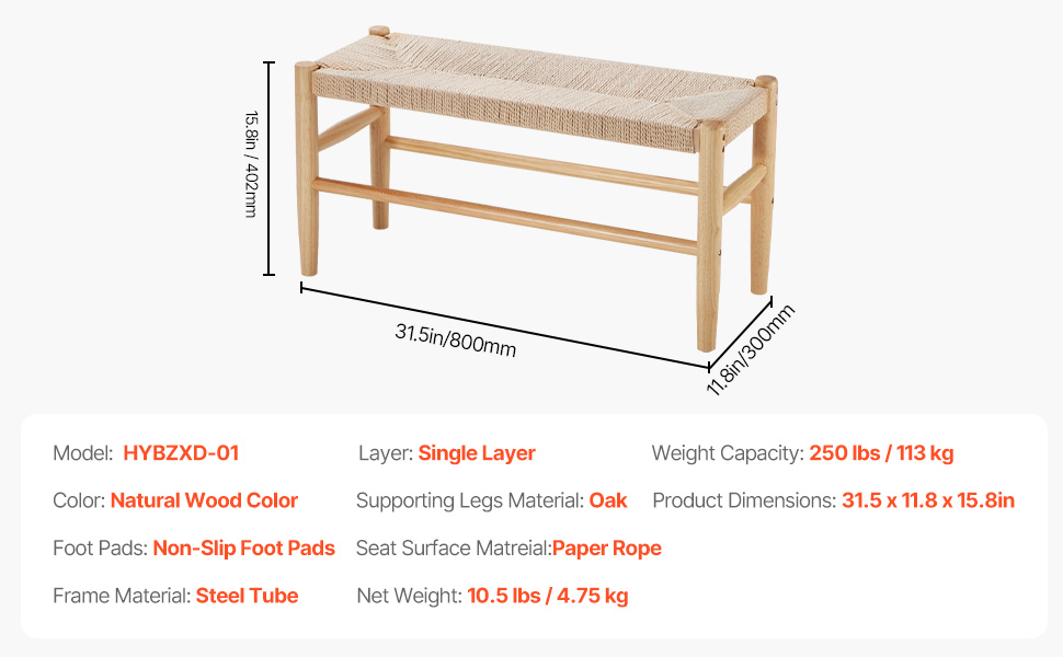 Rattan Bench Wooden Bench 31.5 Inches for Entryway Living Room ...