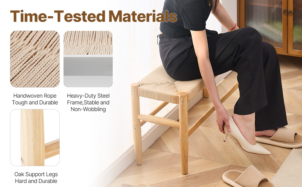 Rattan Bench Wooden Bench 31.5 Inches for Entryway Living Room ...