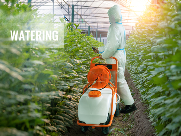 VEVOR Battery Powered Lawn Sprayer on Wheel, 0-90 PSI Adjustable ...