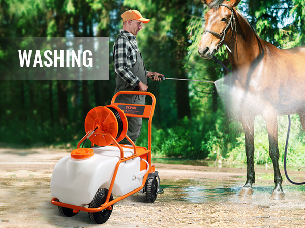 VEVOR Battery Powered Lawn Sprayer on Wheel, 0-90 PSI Adjustable ...