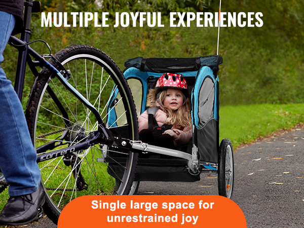 VEVOR Bike Trailer for Toddlers, Kids, 60 lbs Load, Tow Behind Foldable ...