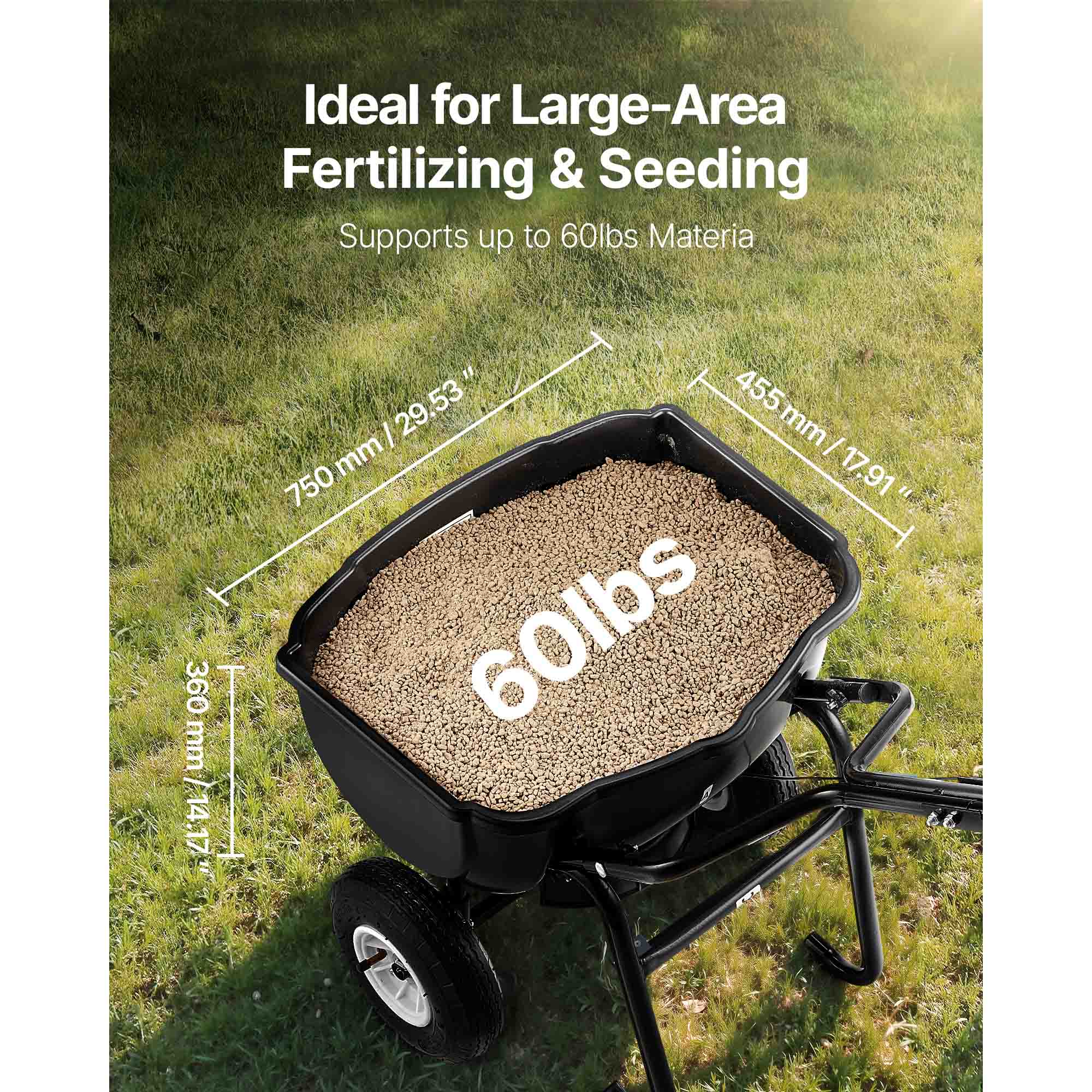 Mophorn Broadcast Spreader, 60 lbs Capacity, Push-Style with Adjustable ...