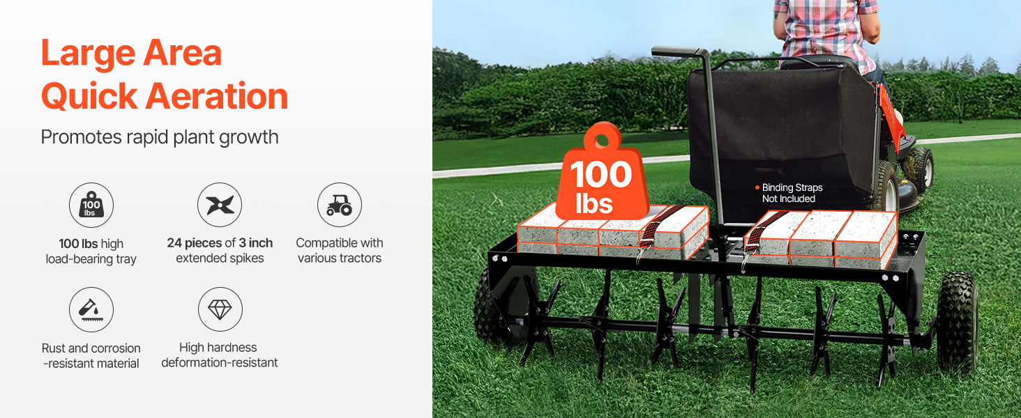 VEVOR Aireador de césped con enganche universal de 40 pulgadas para ...