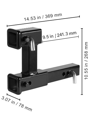VEVOR Dual Hitch Extension, for 2" Trailer Hitch Receiver, Hitch ...