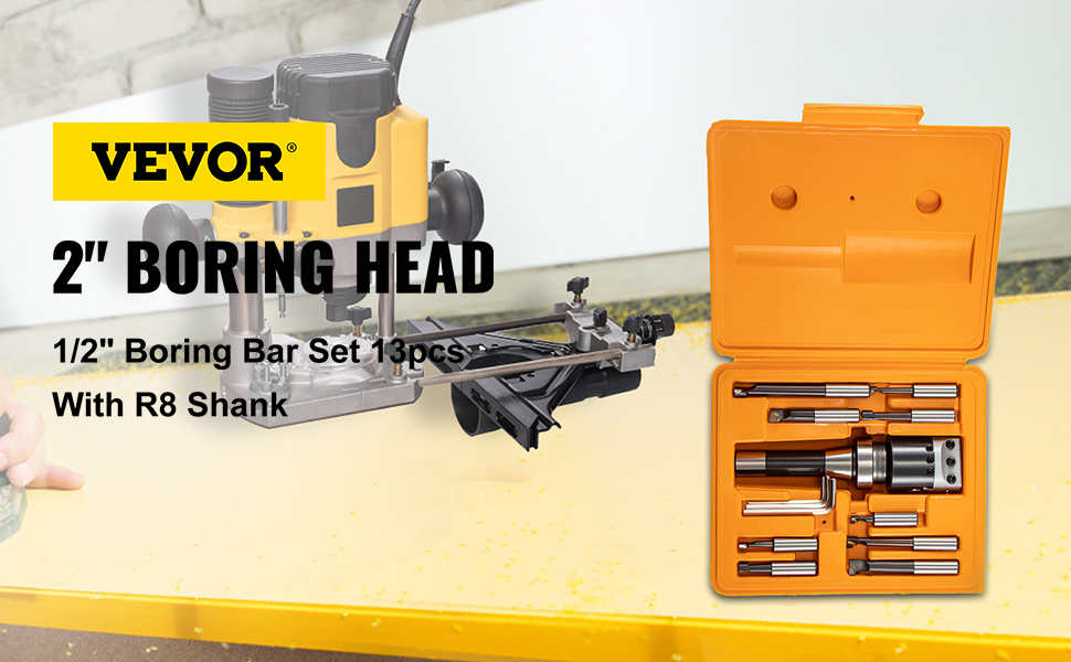 Vevor 2'' Precision Adjustable Boring Head W/ R8 Shank 9pcs Carbide ...