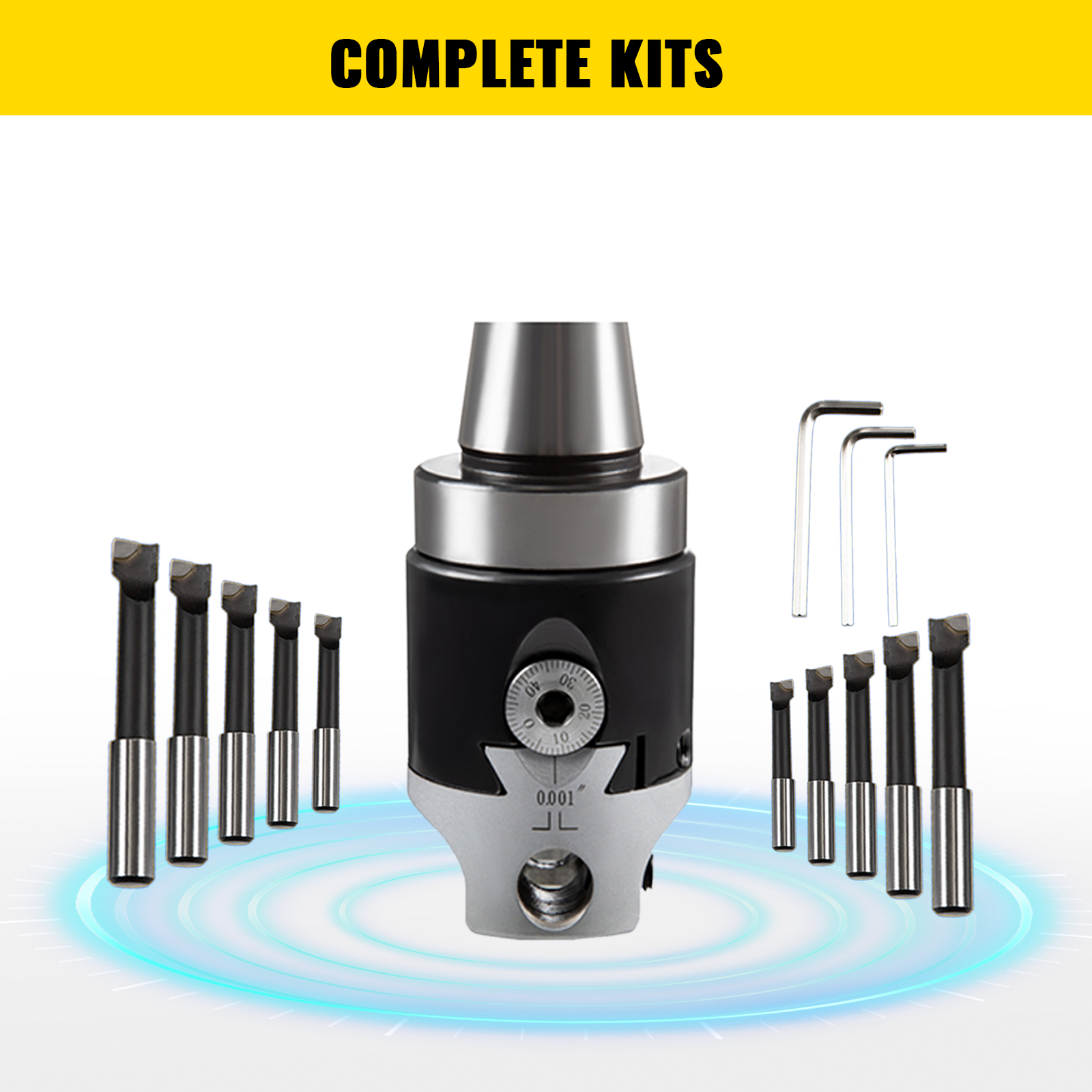 Boring Head 2'' R8 Shank 9pcs 1/2'' Boring Bars 7/16head Thread 0-50 ...