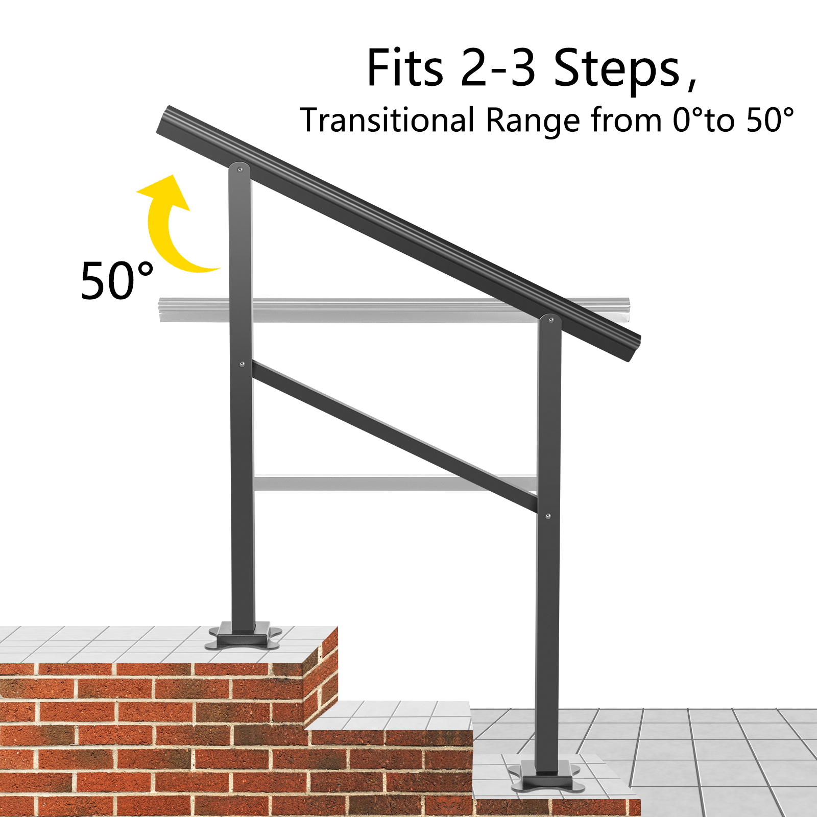VEVOR VEVOR Outdoor Handrail 165LBS Load Handrail Outdoor Stairs ...