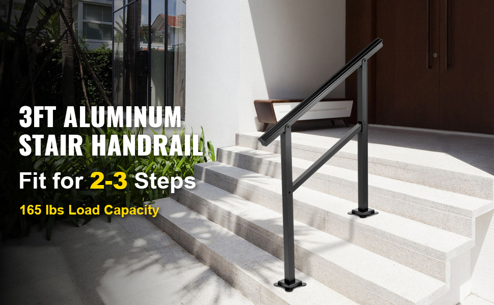 Mophorn Outdoor Handrail 165LBS Load Aluminum Stair Handrail 36 x 35 ...