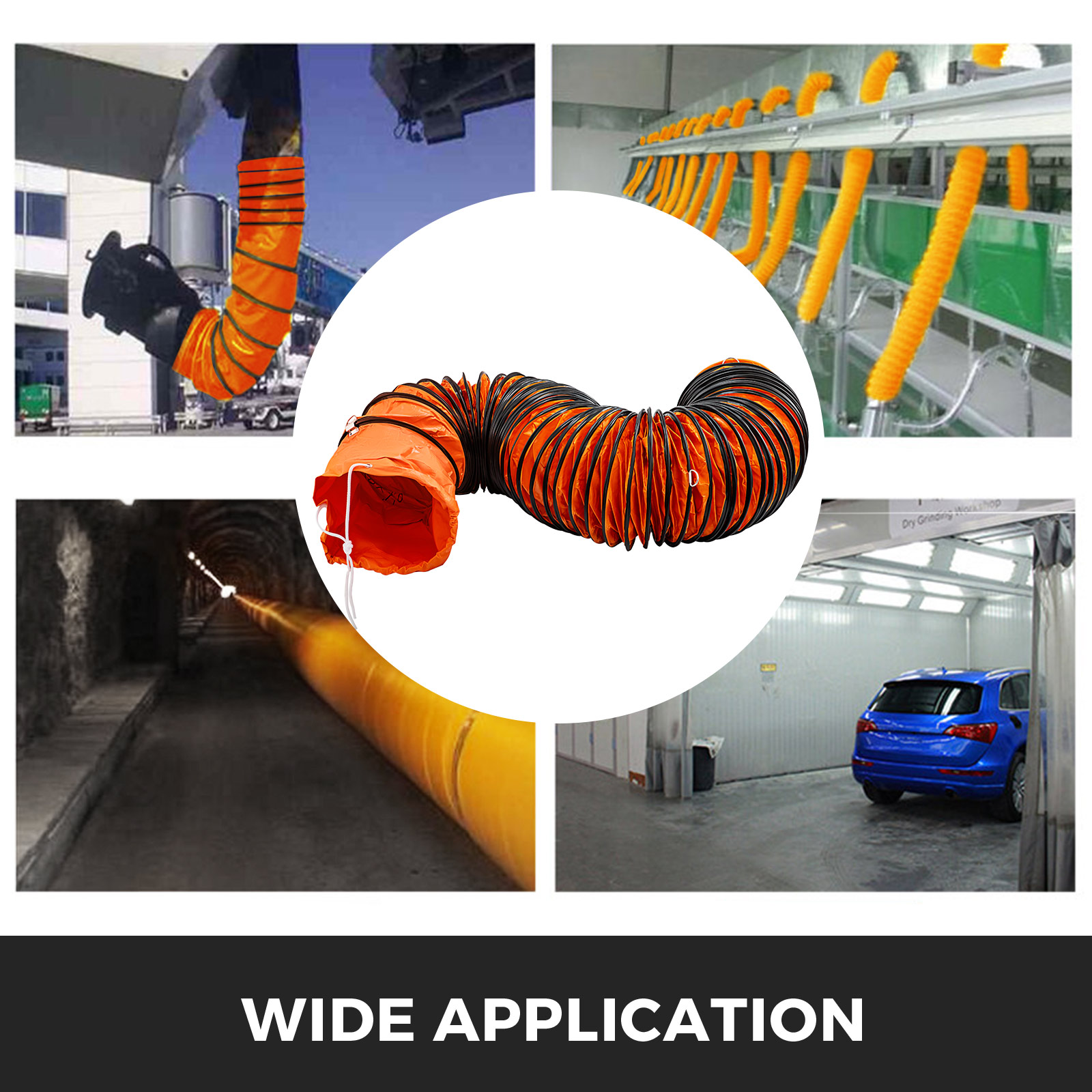 7.6m Ventilation Duct Flexible PVC Ducting Φ 155mm Quick Connect ...