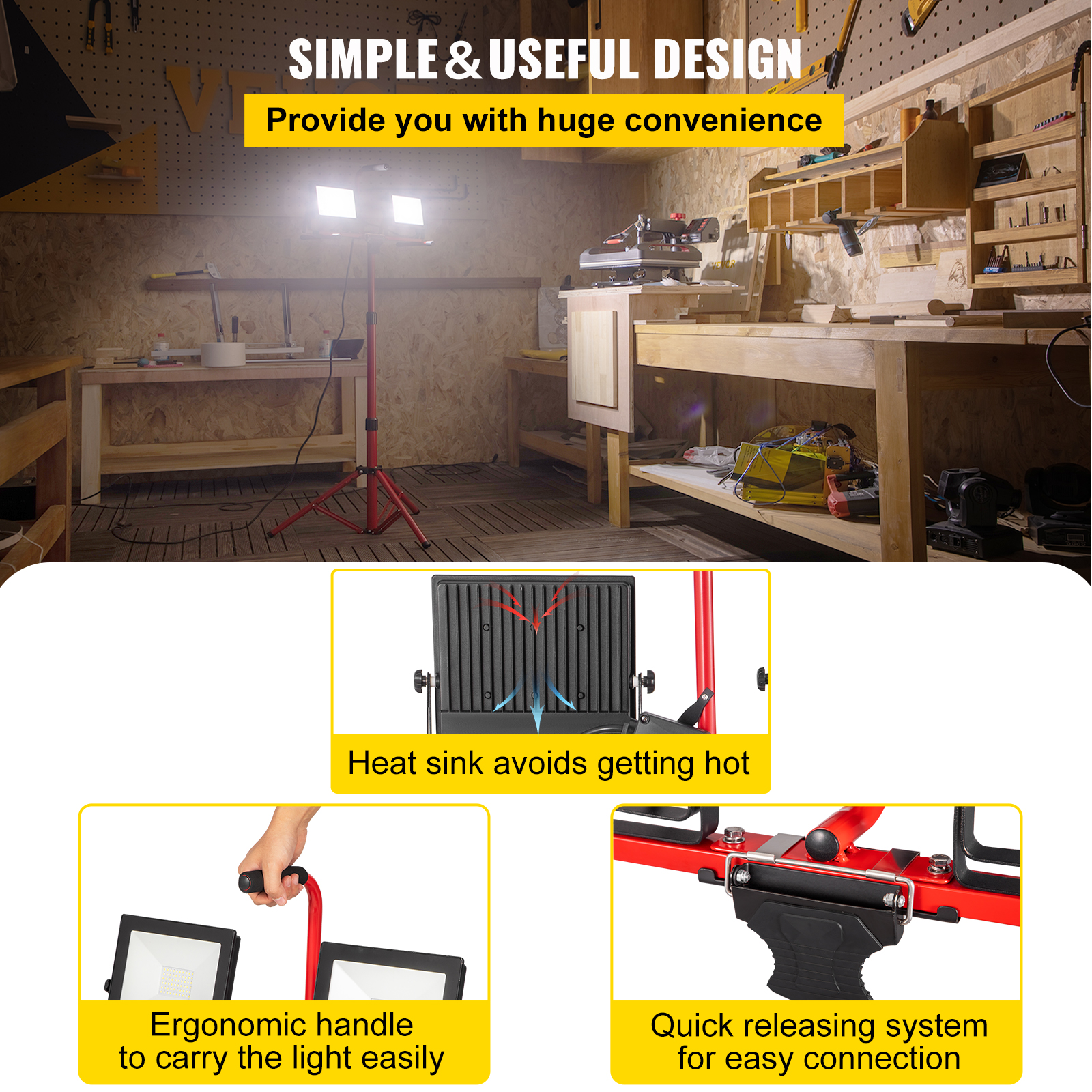 Dual-head Led Work Light 20000 Lumen Led Work Light with Tripod 27.6-68 ...