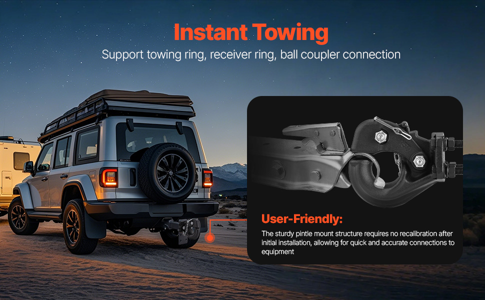 VEVOR Pintle Hitch Trailer Hitches Receiver for 63.5 to 76.2 mm Lunette ...