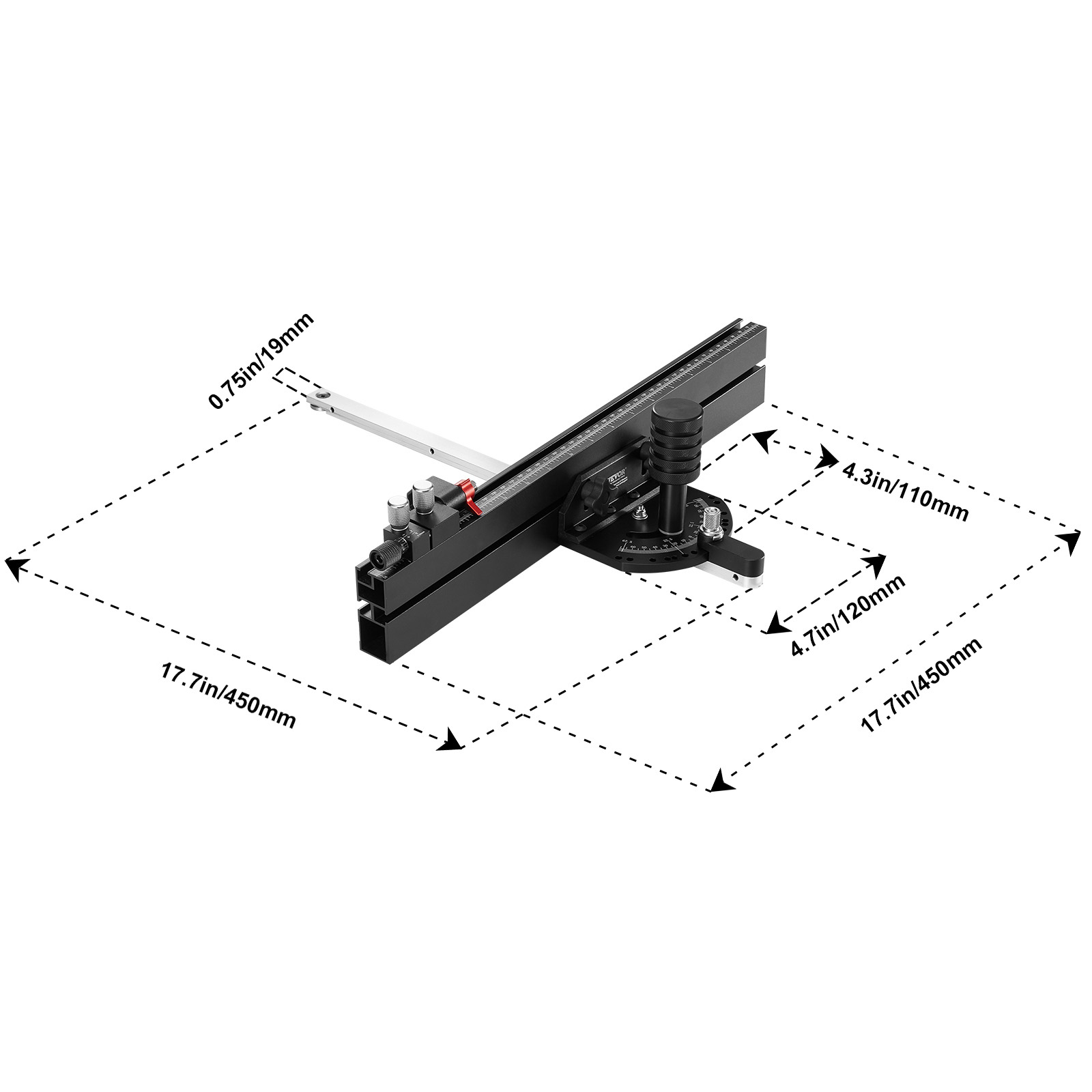 Mophorn Precision Miter Gauge, Standard Slot 3/4'' x 3/8'', Aluminum ...