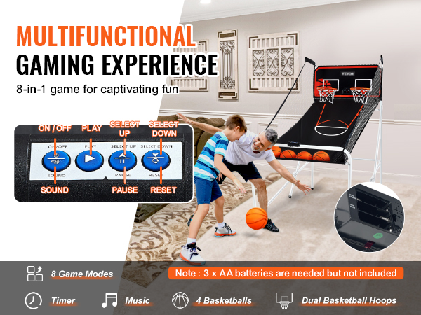 VEVOR Foldable Basketball Arcade Game, 2 Player Indoor Basketball Game ...