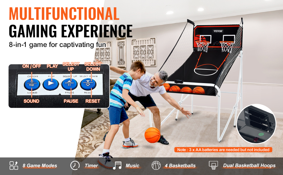 VEVOR Jeu d'arcade de basketball pliable pour 2 joueurs, panier de ...