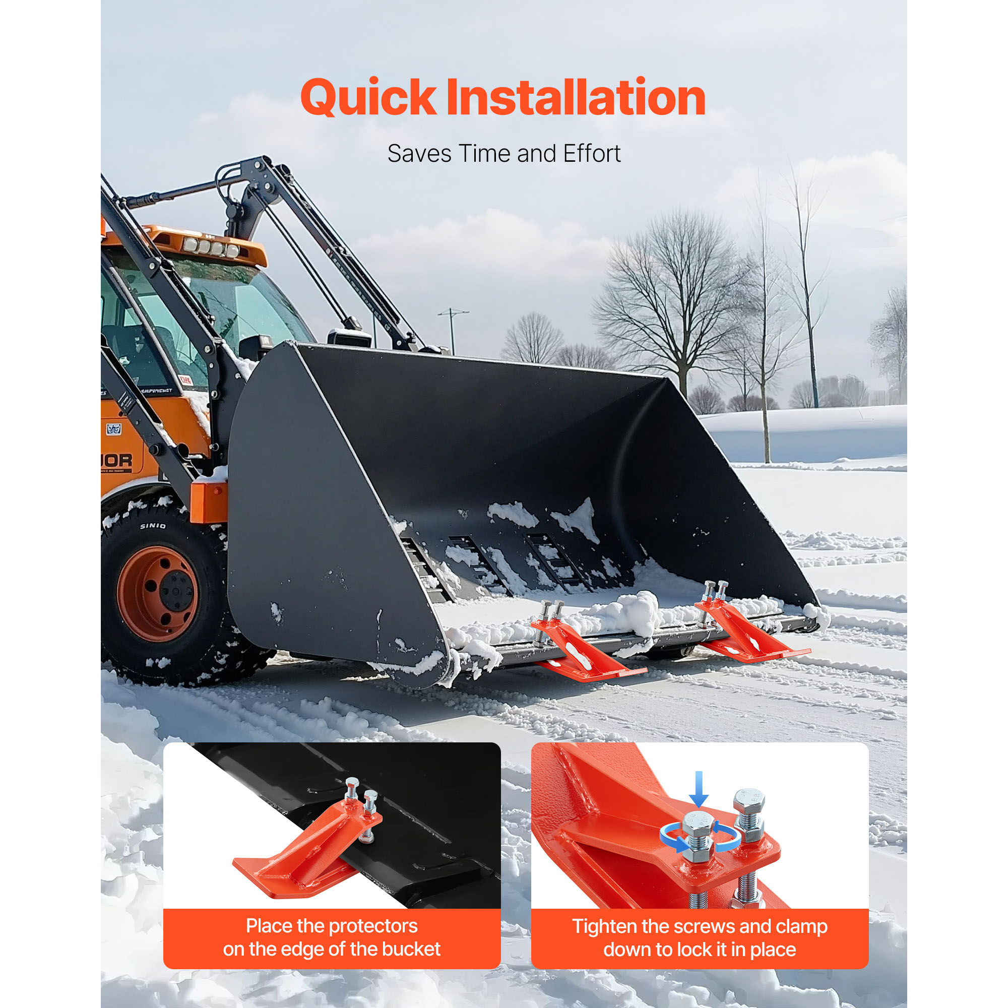 Mophorn Tractor Bucket Edge Protectors, 2PCS Heavy-Duty Steel Anti-Skid ...