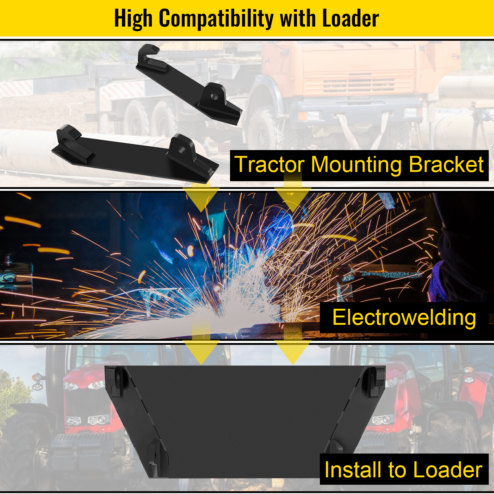 VEVOR Tractor Mounting Brackets 1 1/4" Top Bracket Weld on Quick Attach ...