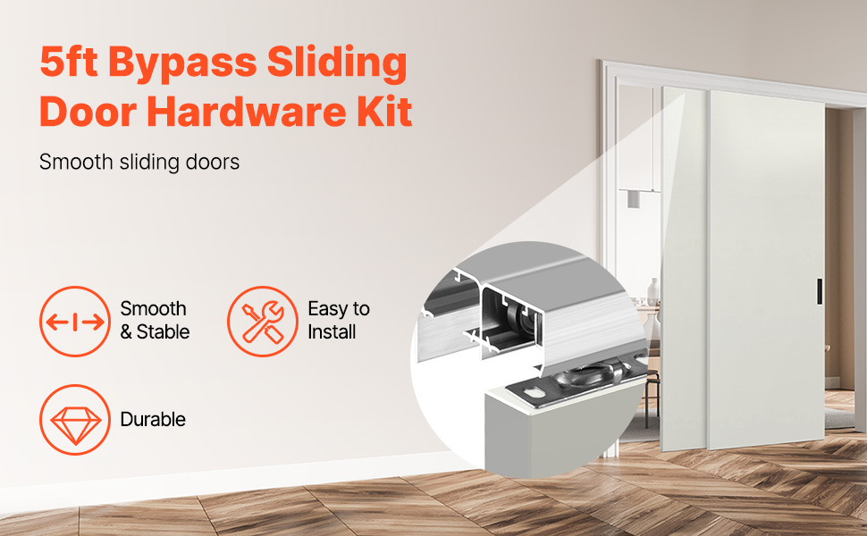 VEVOR Bypass Door Hardware 5ft Bypass Closet Door Track Kit for 2 Door ... VEVOR Bypass Door Hardware 5ft Bypass Closet Door Track Kit for 2 Door ...