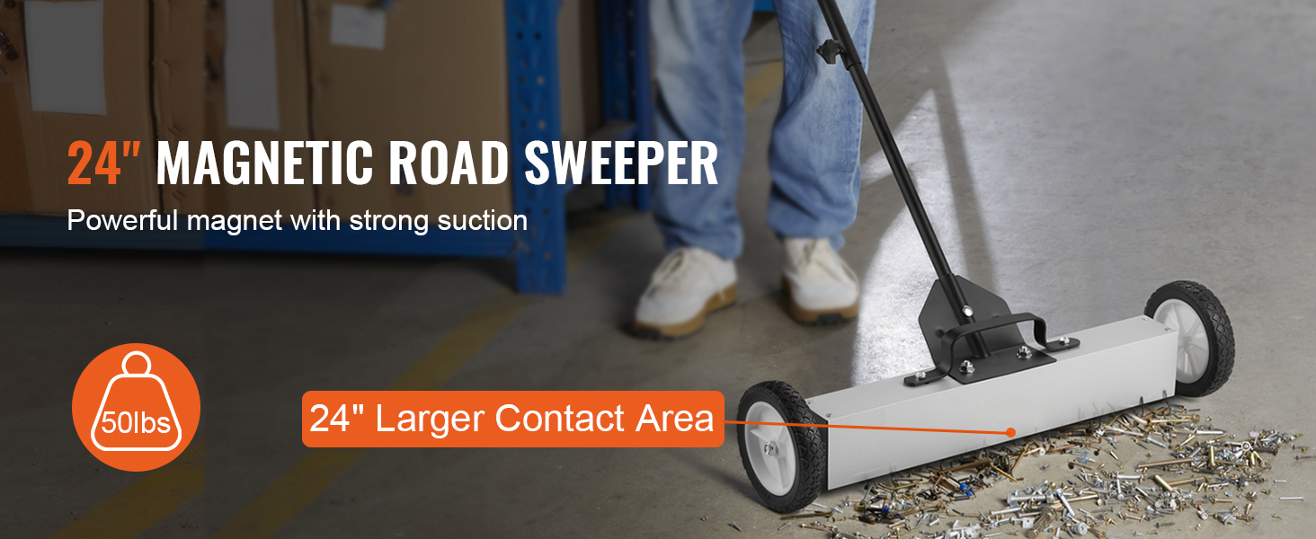 Mophorn 50Lbs Rolling Magnetic Sweeper, 24-Inch Push-Type Pickup ...