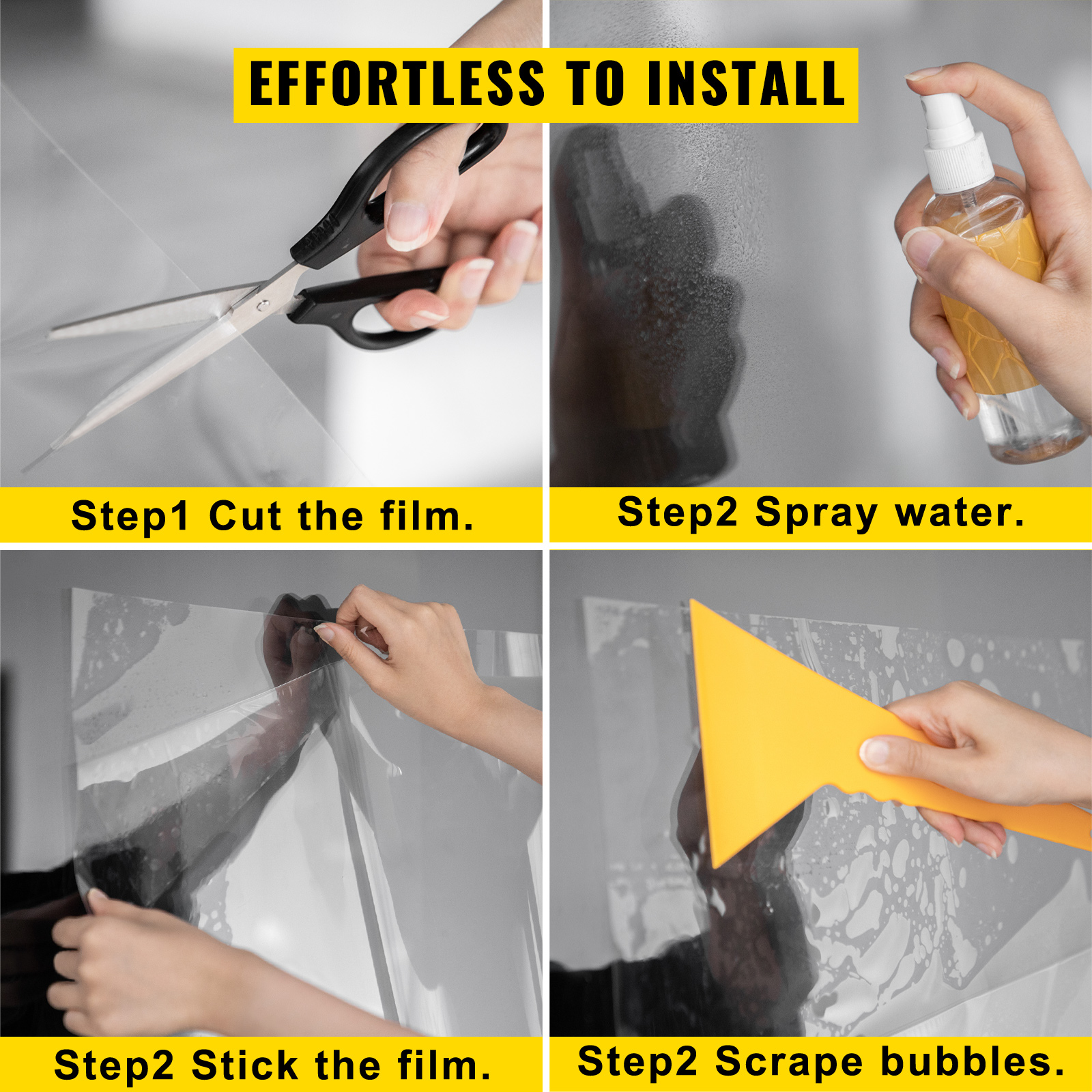 VEVOR Security Film, 4 Mil 36 in x 24 ft Shatterproof Window Film, Self ...