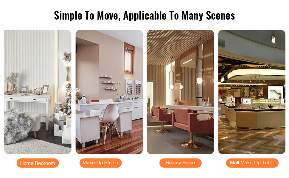 VEVOR Hollywood Vanity Mirror With Lights w/ USB Desktop Wall-mount 22 ...