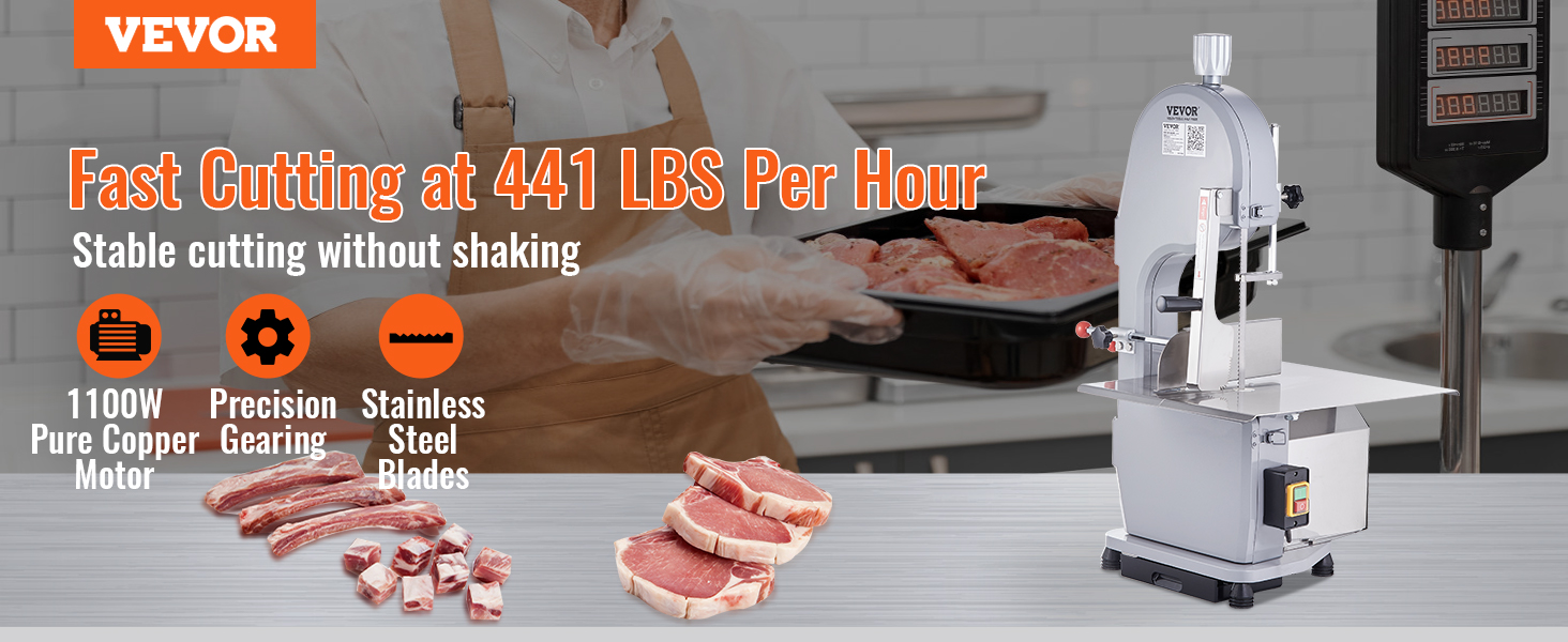 VEVOR 1100W kommersiell elektrisk köttbandsåg rostfritt stål ...