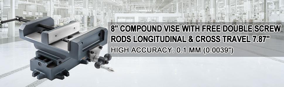 8-3/8'' Compound Cross Slide Industrial Strength Benchtop Vise Clamp ...
