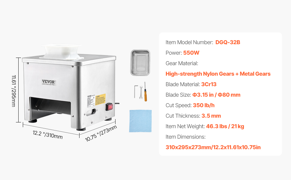 VEVOR Electric Meat Cutter Machine 550W Commercial Meat Slicer Cutting ...