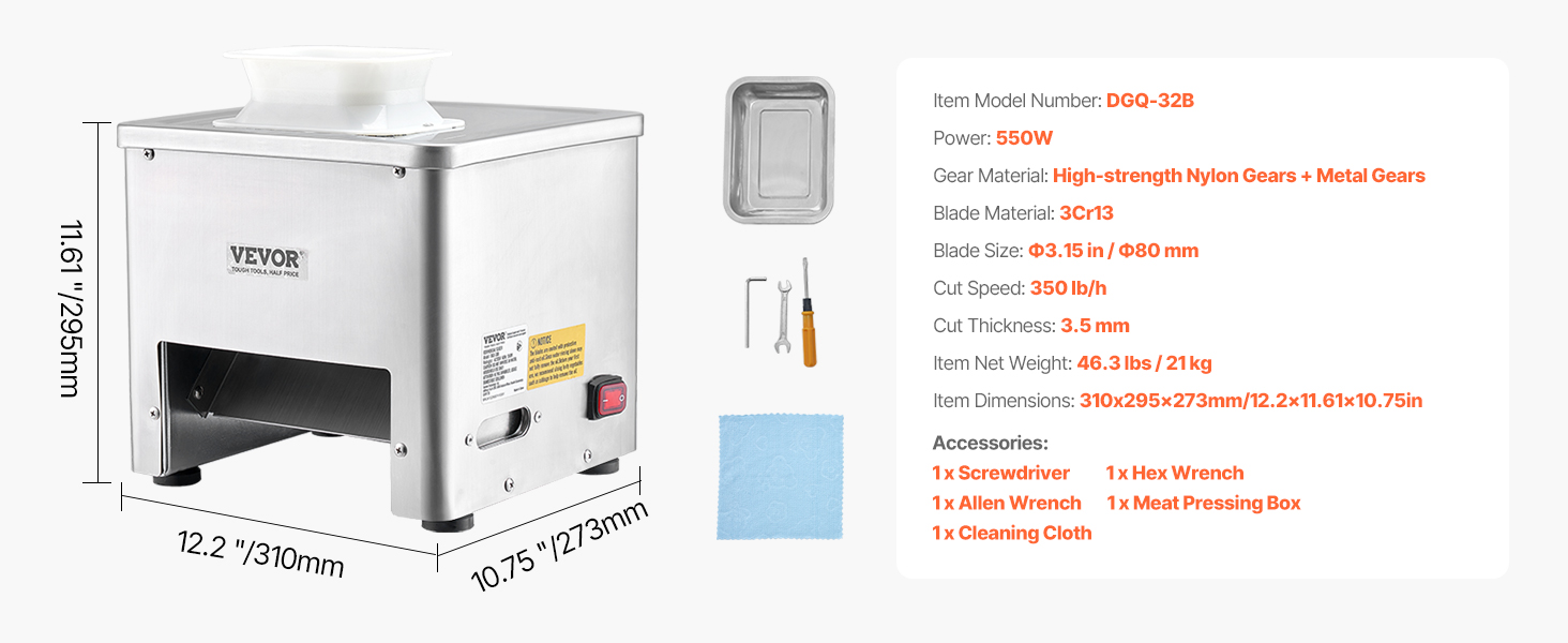 Electric Meat Cutter Machine 550W Commercial Meat Slicer for Kitchen ...