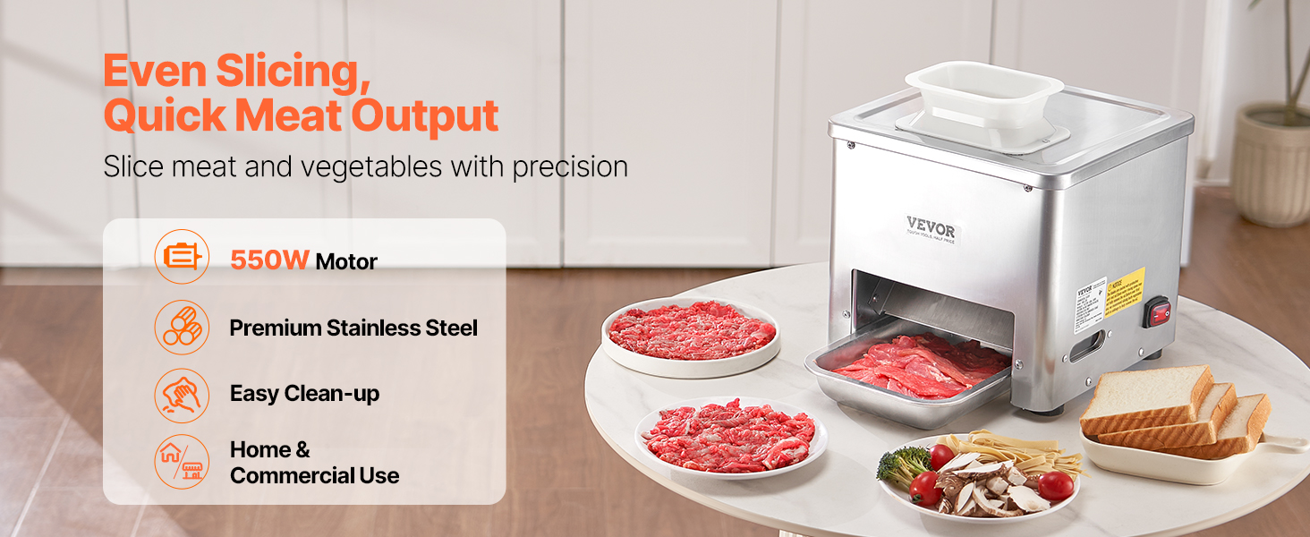 VEVOR Electric Meat Cutter Machine 550W Commercial Meat Slicer Cutting ...