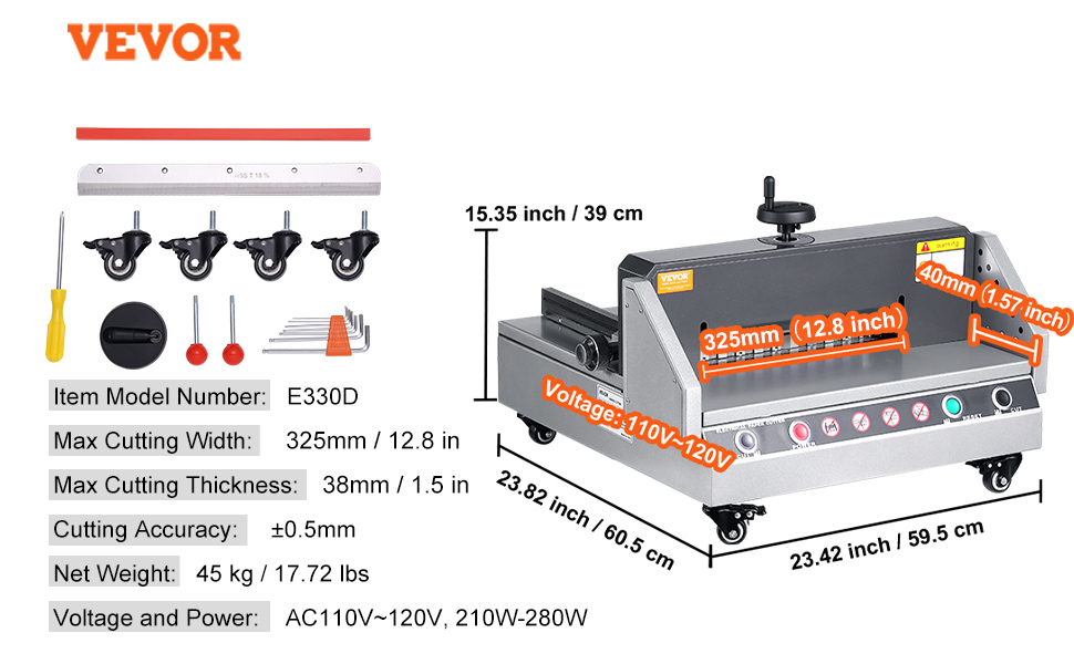 VEVOR Electric Paper Cutter 0-330 Cutting Width, Electric Paper Trimmer ...
