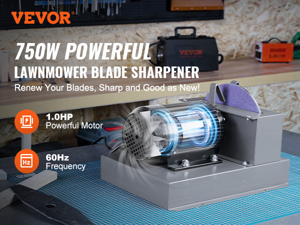 VEVOR Lawn Mower Blade Sharpener, 1HP 750W Lawnmower Blade Grinder with ...