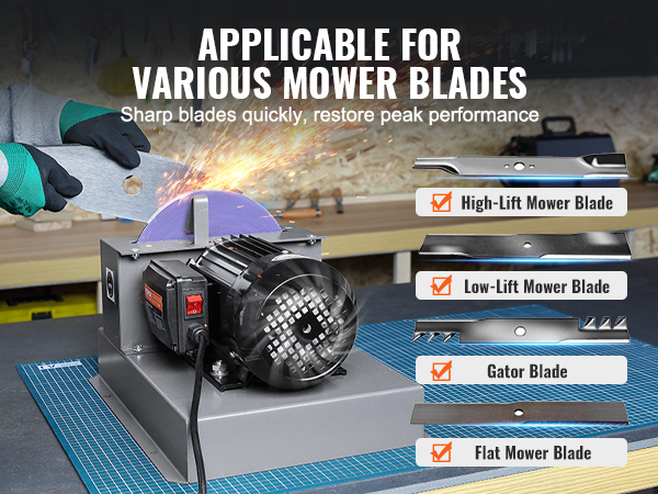 VEVOR Lawn Mower Blade Sharpener, 1HP 750W Lawnmower Blade Grinder with ...