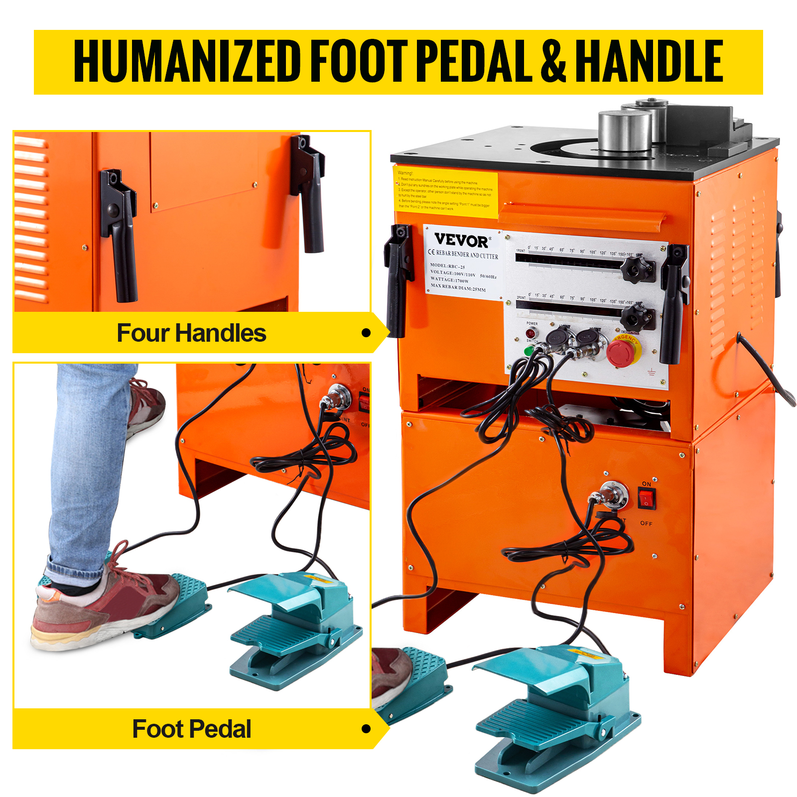 VEVOR Hydraulic Rebar Bender 1700 Wattage Electric Rebar Bender and ...