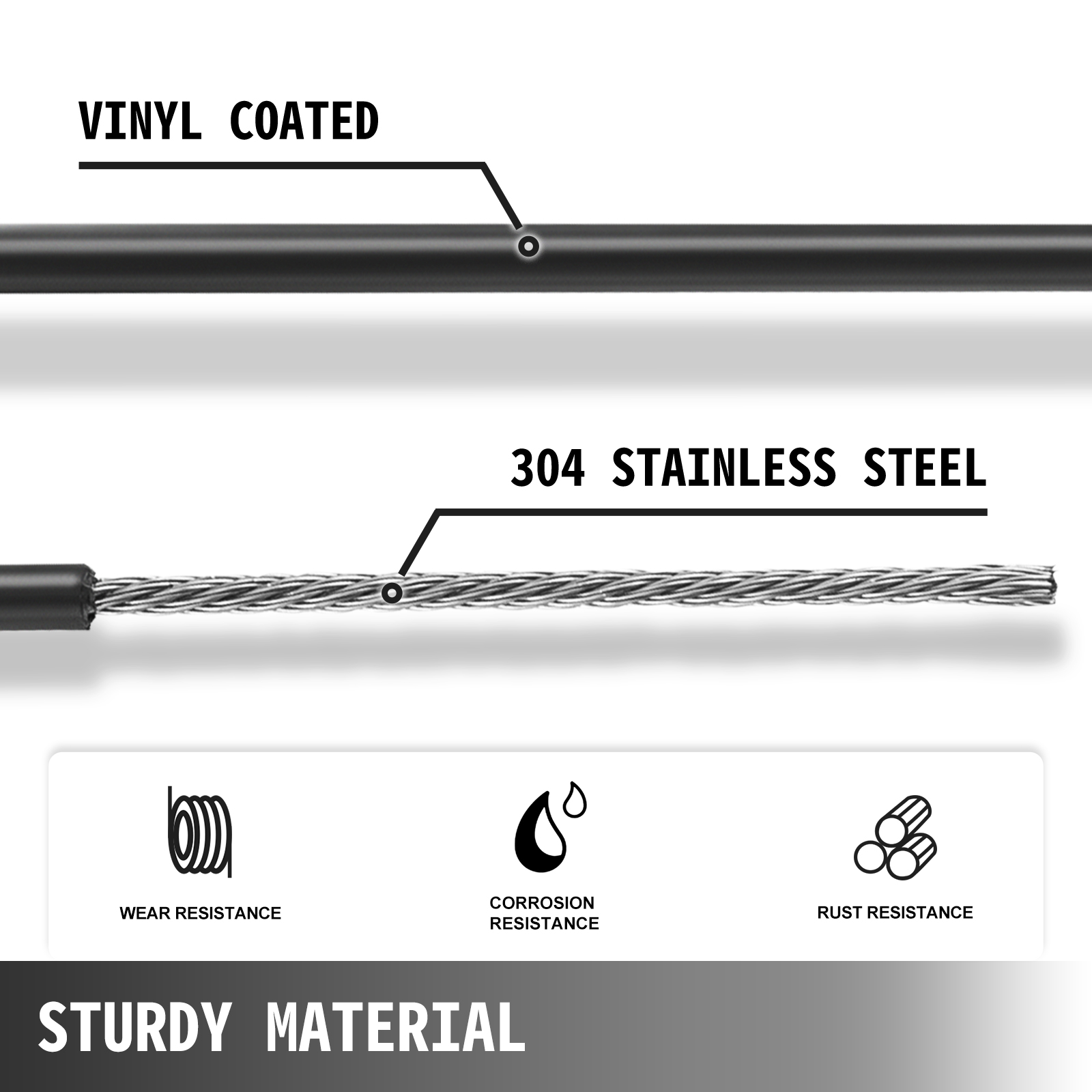 Vinyl Coated Wire Rope 304 Stainless Steel Wire Cable 7x19 75m Reel 1/8 ...