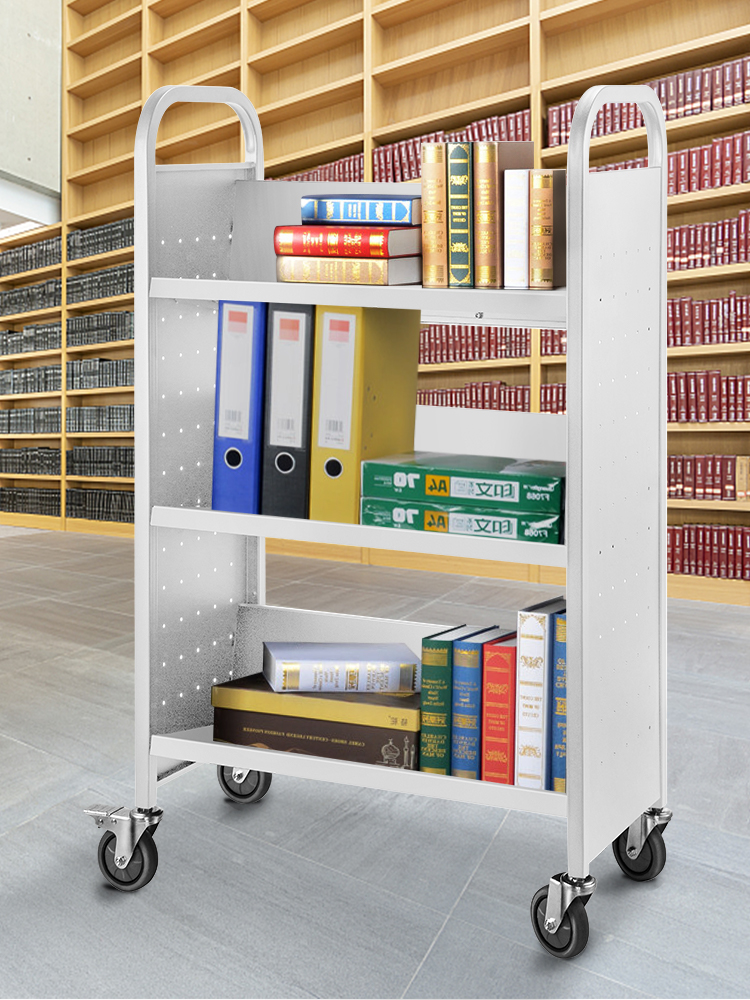 VEVOR Book Cart Library Cart 200 lbs Capacity with V-Shaped Shelves in ...