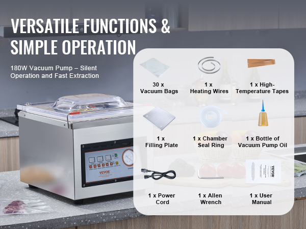 VEVOR Chamber Vacuum Sealer, 320W Sealing Power, Vacuum Packing Machine ...