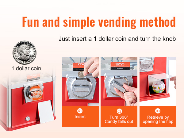VEVOR 21"H Gumball Machine Vending Coin Bank Vintage Gumballs Dispenser ...
