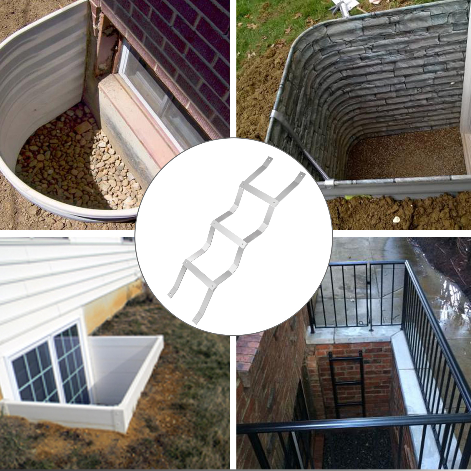 VEVOR VEVOR Basement Window Well Egress Escape Ladder 3-Step Aluminum W ...