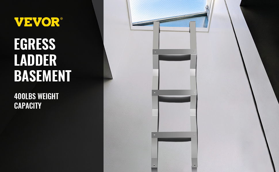 VEVOR Basement Window Well Egress Escape Ladder 3-Step Aluminum W ...