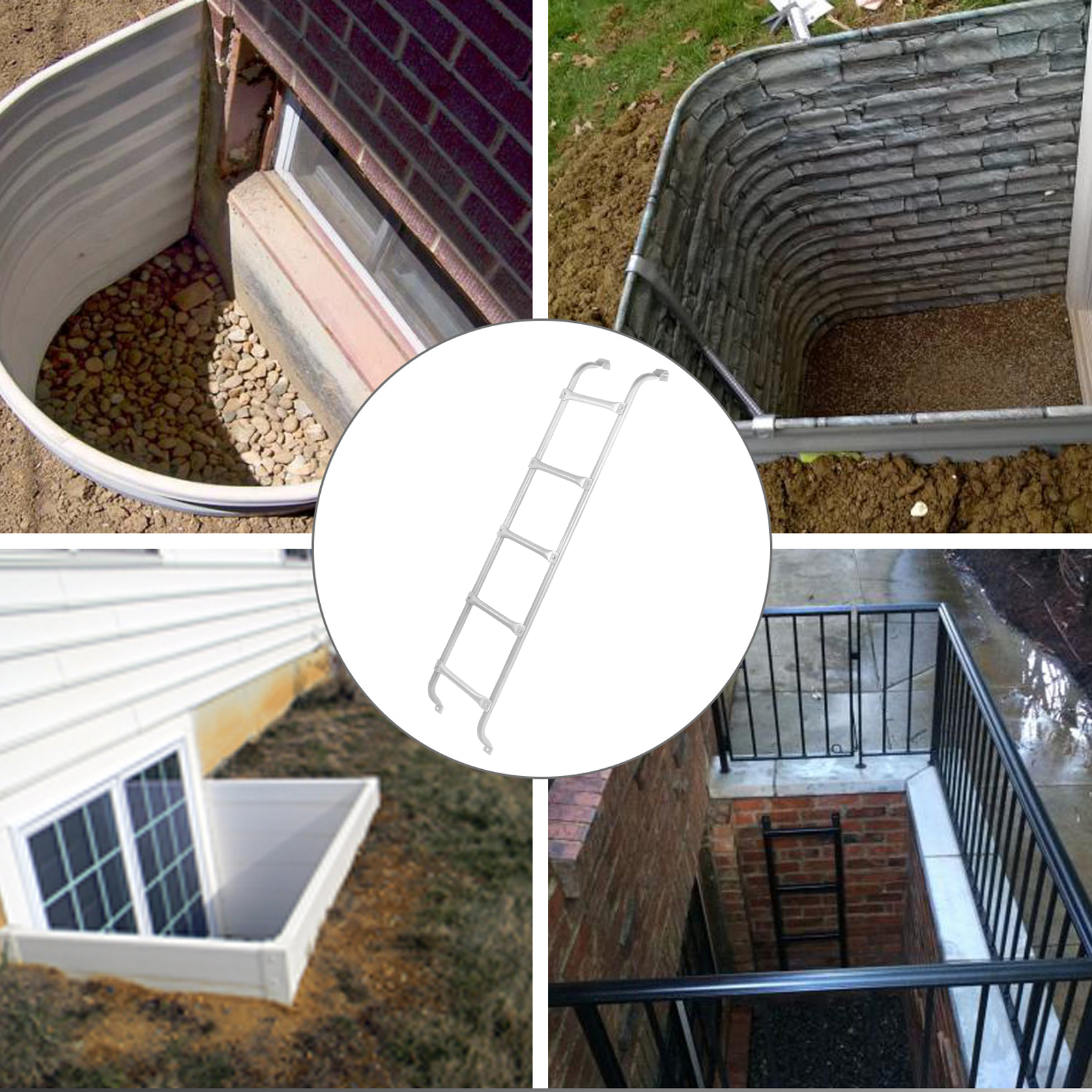 Vevor Egress Ladder Basement Egress Ladder 5-step Steel 400lbs Load ...