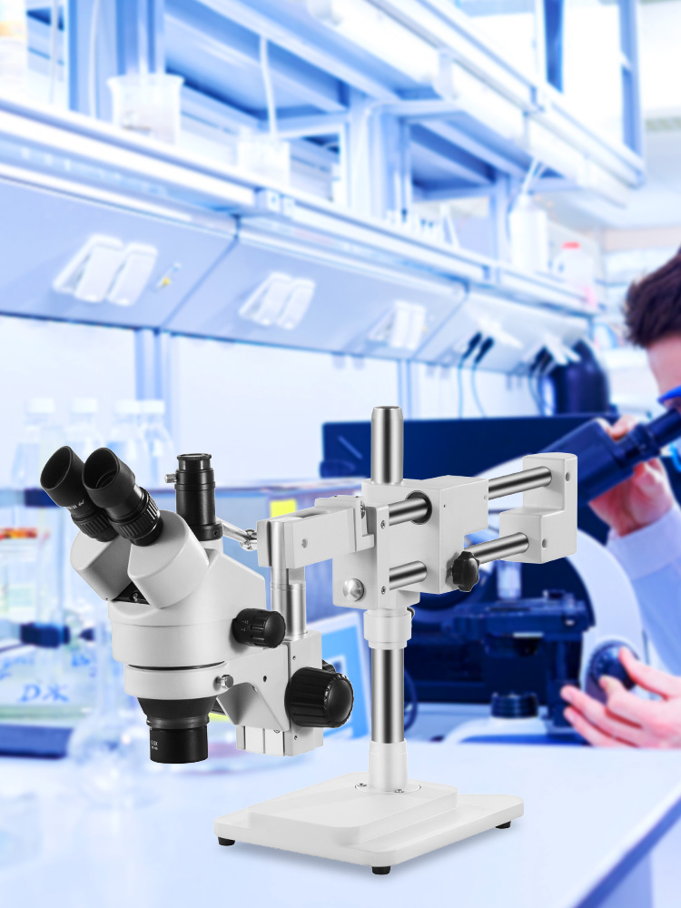 VEVOR 7X-45X Trinocular Stereo Microscope with Boom Stand Steel Frame ...