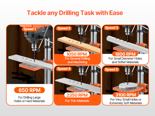 VEVOR Bench Drill 254mm 10-inch, 6.2A Induction Motor, 550W Maximum ...