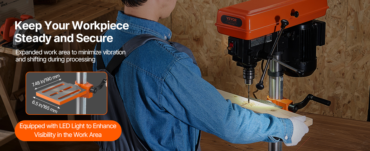 VEVOR Bench Drill 254mm 10-inch, 6.2A Induction Motor, 550W Maximum ...