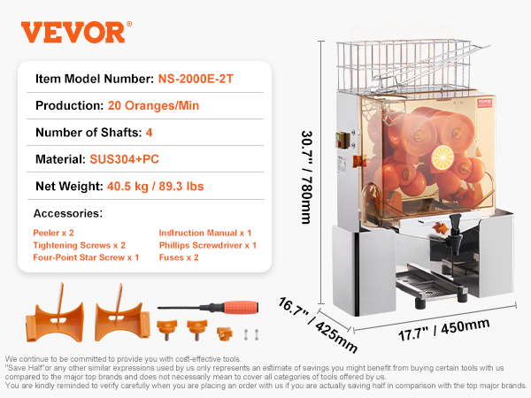 VEVOR Commercial Orange Juicer Machine, 120W Automatic Juice Extractor ...