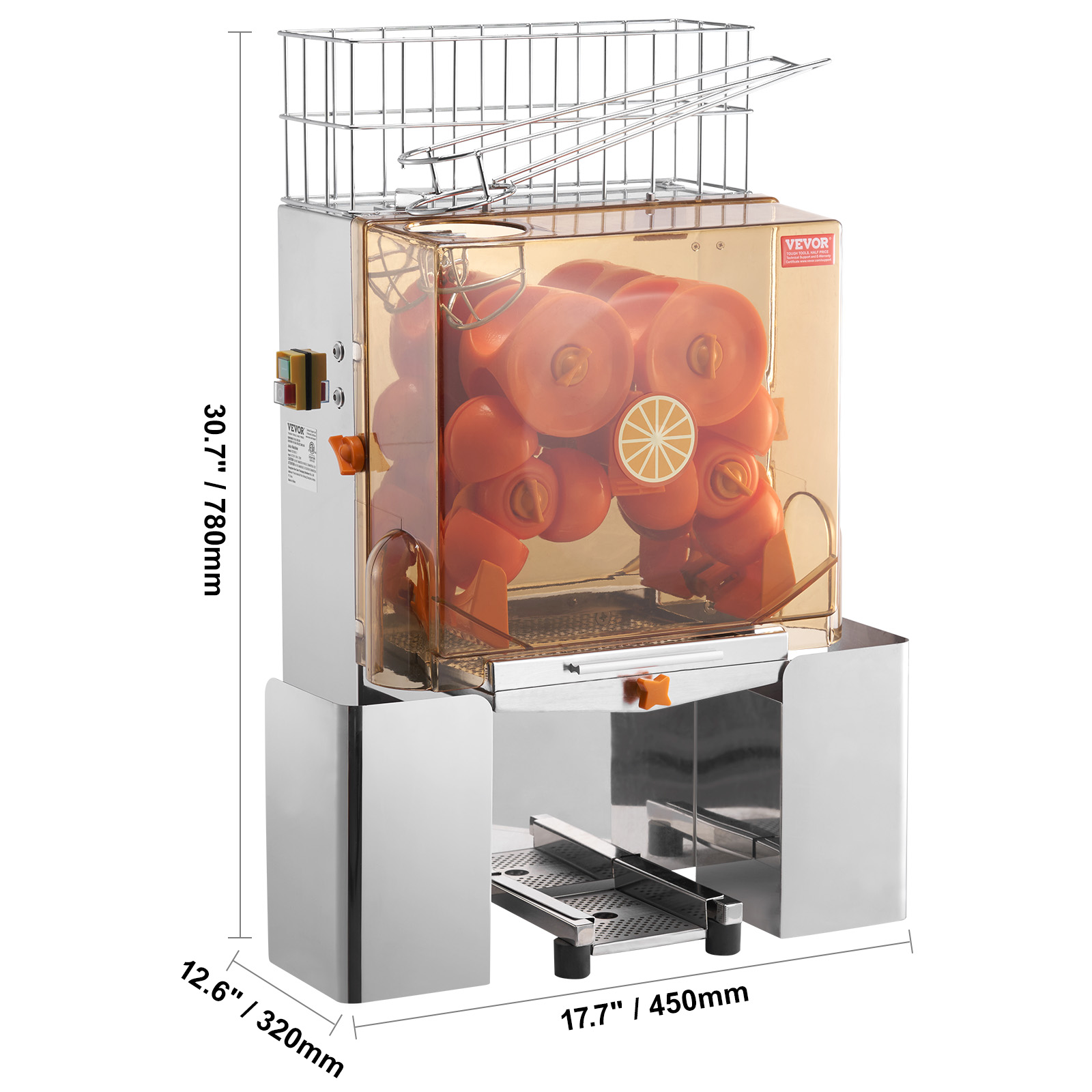 VEVOR Presse-Agrumes Electrique Commercial 120 W Extracteur de Jus Alimentation Automatique avec ...