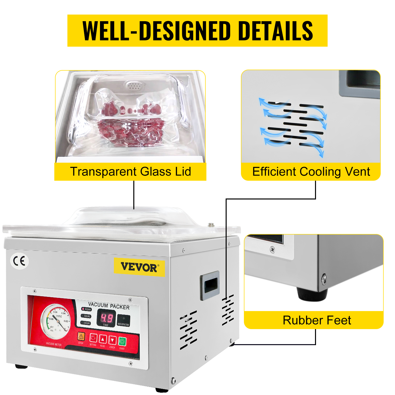VEVOR Chamber Vacuum Sealer Vacuum Packaging Machine 6.5 cbm/h Pump ...
