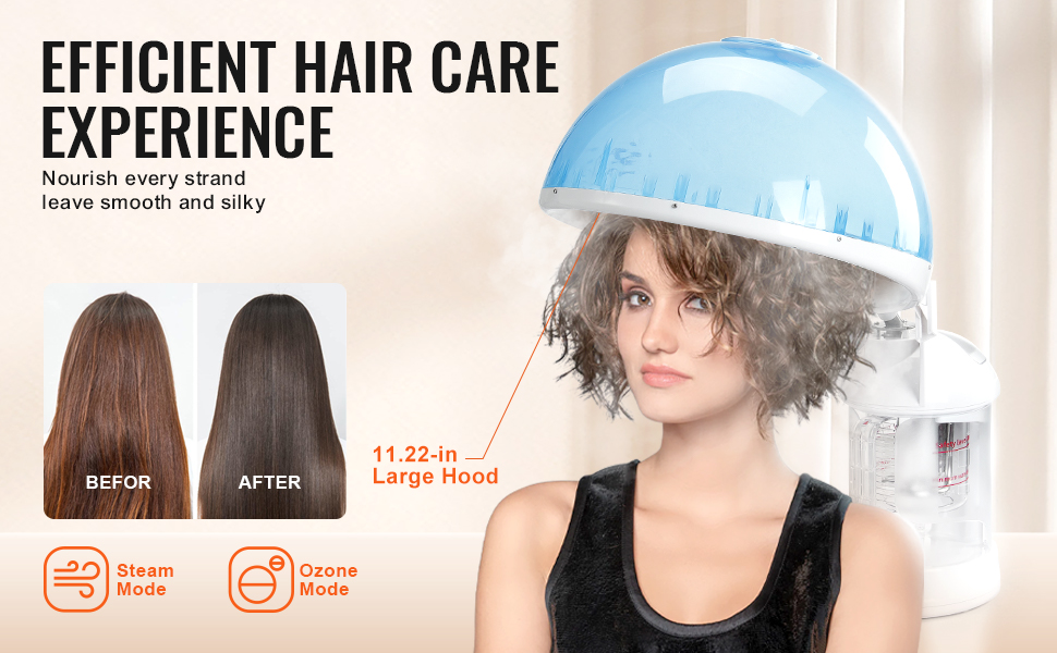 2 in 1 Hair & Facial Steamer Professional Hair Steamer with Bonnet Hood ...