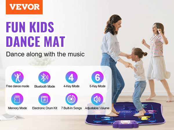 VEVOR Dance Mat for Kids Dance Pad Toy with Wireless Bluetooth Gift for ...