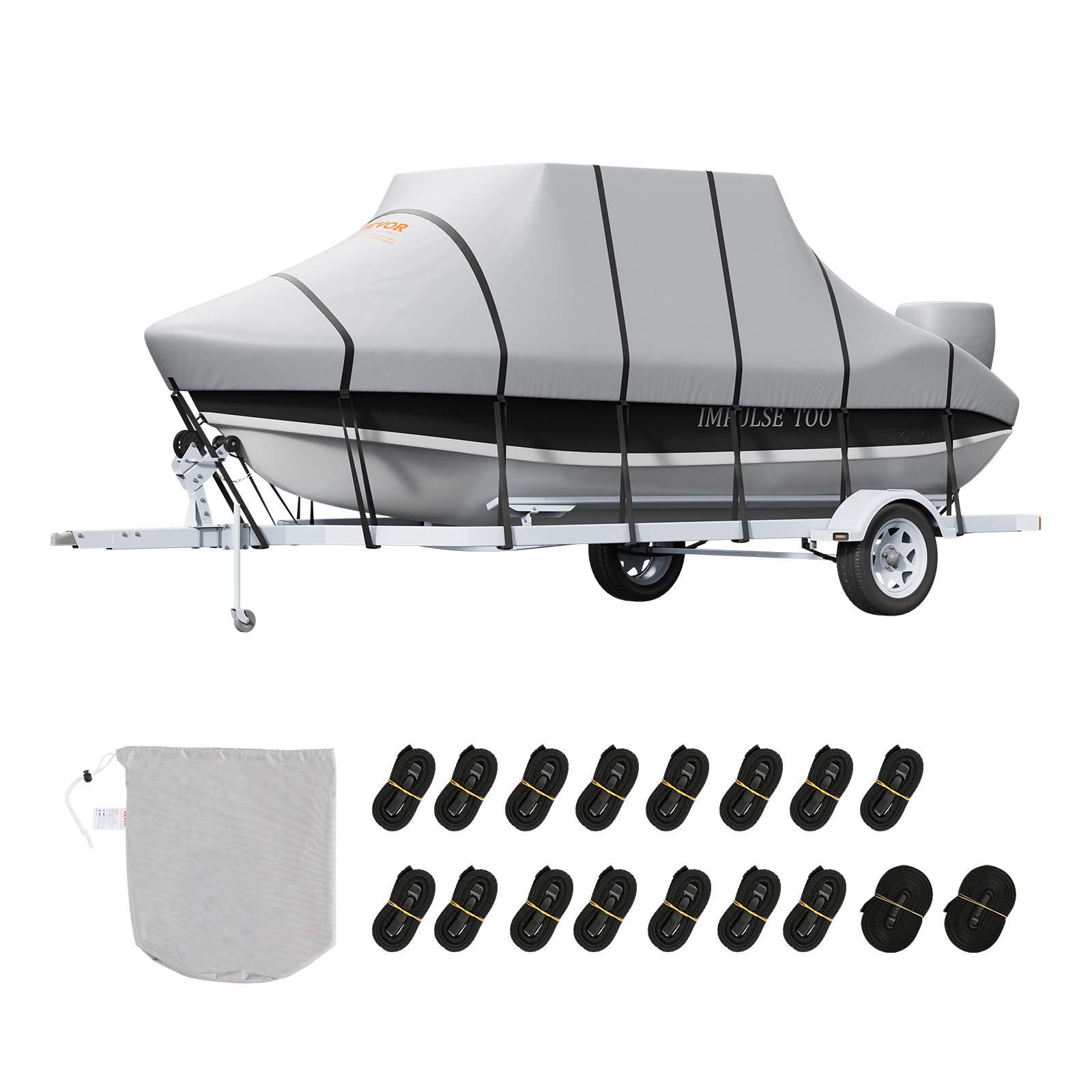 VEVOR Heavy Duty Boat Cover 600/800D Waterproof V-Hull/T-top Boat Cover ...