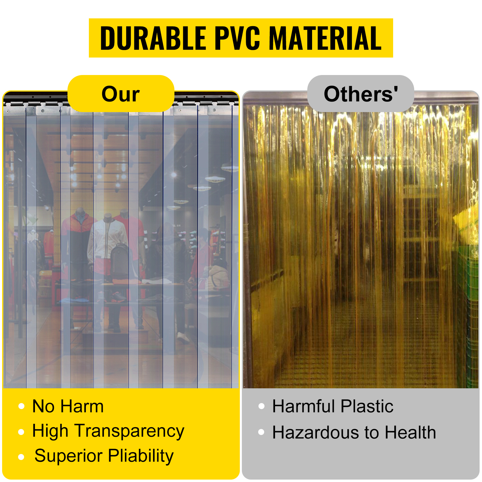 VEVOR Plastic Curtain, 4ft Width x 7ft Height Plastic Strip Curtain ...